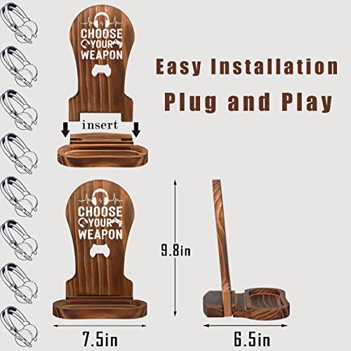 CryCarrot Gamer Gifts for Teenage Boys, Gaming Headphone Stand for Men, Gaming Room Desk Decor Wooden Headset Holder, Son Boyfriend Husband Game Lover Gifts -Choose Your Weapon