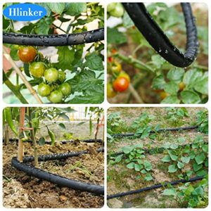 Hlinker Flat Soaker Hose 15 25 50 75 FT for Garden Beds, 50Ft 1/2" Linkable Consistent Drip Irrigation Hose Save 80% Water, Leakproof Heavy Duty Double Layer Sprinkler Hose