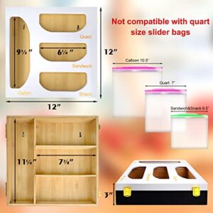 LUBORN Ziplock Bag Storage Organizer for Kitchen Drawer, Food Storage Bags Organizer, Bamboo Baggie Organizer Dispenser Suitable for Gallon, Quart, Sandwich & Snack Bags