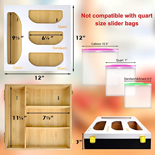 LUBORN Ziplock Bag Storage Organizer for Kitchen Drawer, Food Storage Bags Organizer, Bamboo Baggie Organizer Dispenser Suitable for Gallon, Quart, Sandwich & Snack Bags