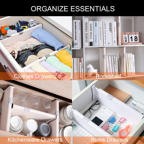 3 PC Expandable Drawer Organizer Dividers for Clothing, Baby Clothes, Underwear, Makeup, Kitchen Utensils - Adjustable Dresser Drawer Divider 11-17 Inch, Updated Multifunctional Drawer Organizers