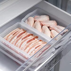 2 Pack Plastic Bacon Box, Deli Meat Saver Cold Cuts Fridge Keeper, Cheese Food Storage Container with Lid for Refrigerator, Shallow Low Profile Christmas Cookie Holder