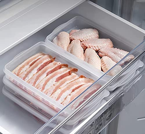 2 Pack Plastic Bacon Box, Deli Meat Saver Cold Cuts Fridge Keeper, Cheese Food Storage Container with Lid for Refrigerator, Shallow Low Profile Christmas Cookie Holder