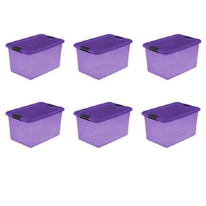 Sterilite 64 Qt lid Box, Pecos Tint base w/Royal Purple lid & Black latches