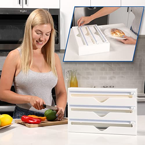 3-in-1 Acrylic Wrap Organizer, Wrap Storage Dispenser, Kitchen Storage and Organization, Drawer Organizer for Foil Plastic Wrap