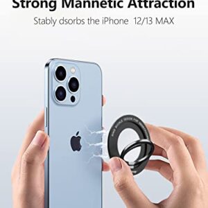 Wannap Magnetic Phone Grip Kits, Magnetic Phone Ring Holder, Adjustable & Removable Kickstand, for iPhone 13/Pro/Mini/Pro Max, iPhone 12/Pro/Mini/Pro Max, Glaxy & Other Smartphone (Black)