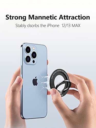 Wannap Magnetic Phone Grip Kits, Magnetic Phone Ring Holder, Adjustable & Removable Kickstand, for iPhone 13/Pro/Mini/Pro Max, iPhone 12/Pro/Mini/Pro Max, Glaxy & Other Smartphone (Black)