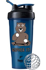 blender bottle x forza sports classic 28 oz. shaker mixer cup with loop top (gopher it!)