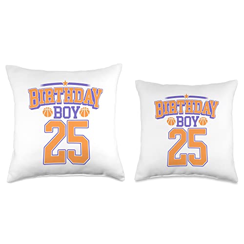 25 Years Birthday Shirts 25th Birthday Boy Basketball Lover 25 Years Old Bday Throw Pillow, 16x16, Multicolor