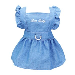 dog dress puppy luxury skirt dog clothes princess dresses wedding evening dress tutu skirt denim skirt for small dog girl light blue xs