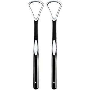 plastic dental tongue scraper cleaner brush black 2 pack