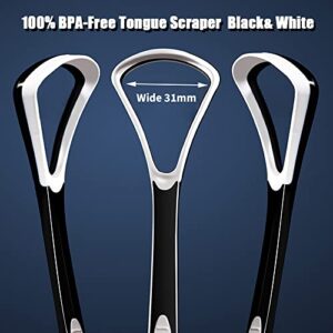 Plastic Dental Tongue Scraper Cleaner Brush Black 2 Pack