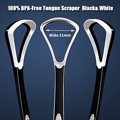 Plastic Dental Tongue Scraper Cleaner Brush Black 2 Pack