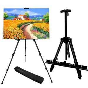 rrftok artist easel stand, adjustable easel for painting canvases height from 17 to 66 inch,carry bag for table-top/floor drawing and didplaying