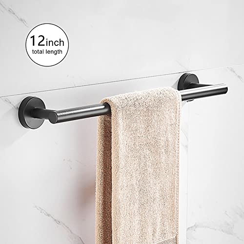 12 inches Hand Towel Bar Bathroom Rack Towel Holder Kitchen Dish Cloth Hanger RUSTPROOF Thicken SUS 304 Stainless Modern Look (Matte Black, 12inch)