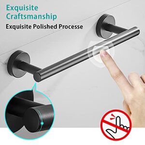 12 inches Hand Towel Bar Bathroom Rack Towel Holder Kitchen Dish Cloth Hanger RUSTPROOF Thicken SUS 304 Stainless Modern Look (Matte Black, 12inch)