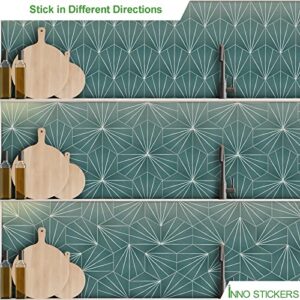 INNO STICKERS 6"x7" Peel and Stick Backsplash Tile Sticker,Flower Vintage Self-Adhesive Wall Tile for Living Room,Kitchen,Bathroom(Green,45)