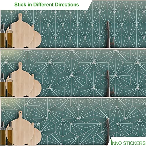 INNO STICKERS 6"x7" Peel and Stick Backsplash Tile Sticker,Flower Vintage Self-Adhesive Wall Tile for Living Room,Kitchen,Bathroom(Green,45)