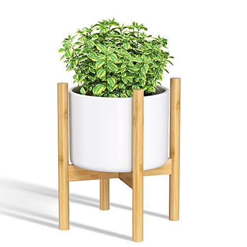 Ruichang Bamboo Holder Mid Century Modern Plant Stands for Indoor Plants Flower Pot Stand Hold Up to 10.6 Inch Planter( Wood Plant Stand Only)