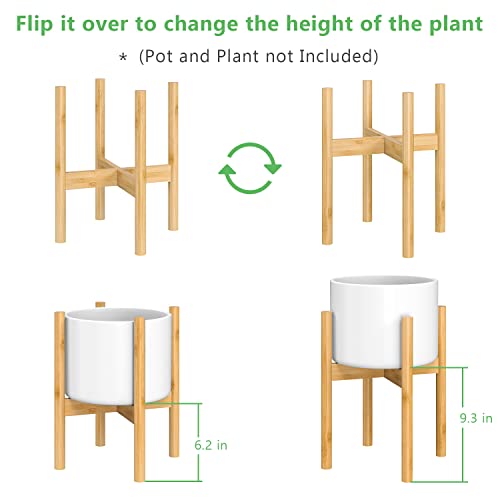 Ruichang Bamboo Holder Mid Century Modern Plant Stands for Indoor Plants Flower Pot Stand Hold Up to 10.6 Inch Planter( Wood Plant Stand Only)