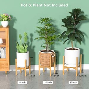 Ruichang Bamboo Holder Mid Century Modern Plant Stands for Indoor Plants Flower Pot Stand Hold Up to 10.6 Inch Planter( Wood Plant Stand Only)