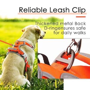 ThinkPet No Pull Harness Breathable Sport Harness with Handle-Dog Harnesses Reflective Adjustable for Medium Large Dogs,Back/Front Clip for Easy Control M Neon Orange