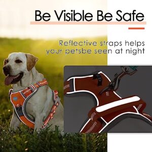 ThinkPet No Pull Harness Breathable Sport Harness with Handle-Dog Harnesses Reflective Adjustable for Medium Large Dogs,Back/Front Clip for Easy Control M Neon Orange