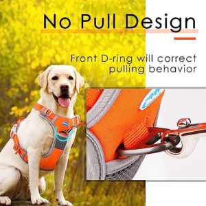 ThinkPet No Pull Harness Breathable Sport Harness with Handle-Dog Harnesses Reflective Adjustable for Medium Large Dogs,Back/Front Clip for Easy Control M Neon Orange