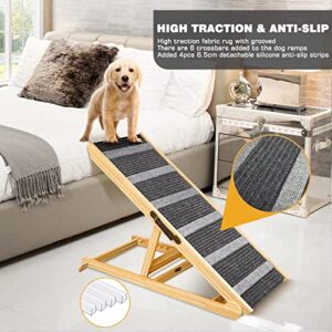 SOKO Dog Ramp, Folding Pet Ramp for Bed Suitable for Small & Large Old Dogs & Cats - 41.33" Long Portable Paw Ramp High Traction Dog Ramps for Car, SUV, Couch, Sofa - 6 Adjustable Height Rated 200LBS