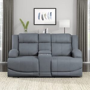 lexicon landwood power double reclining loveseat, graphite blue