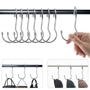 8 pack purse hooks for closet, s-shape metal purse hanger double hanger hooks for cloest rod, hangbag belt purse hanging storage