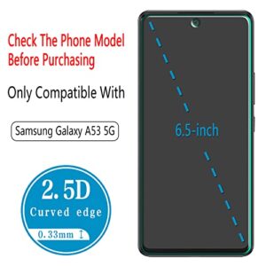 HPTech (2 Pack) Designed for Samsung Galaxy A53 5G Tempered Glass Screen Protector, Support Fingerprint Reader, Anti Scratch, Bubble Free, Case Friendly