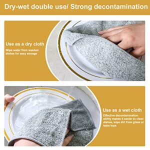 FGSAEOR Kitchen Dish Towels, Dish Cloths for Washing Dishes, Highly Absorbent Cleaning Cloth Thick and Fast Drying Tea Towels with Bamboo Charcoal Fiber, Nonstick Oil Washable Dish Rags (12 Pack)