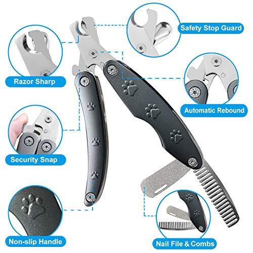 Dog Nail Trimmer for Anxiety Sensitive Dog, Quiet Sharpest Smoothest Dog Nail Clippers for Extra Large Medium Small Size Breed, Heavy Duty Metal Dog Nail Trimmers for All Dogs with Thick Toenail