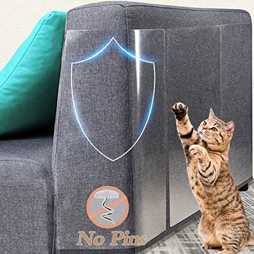 CoHaHa Furniture Protectors from Cats Scratch, Single Sided Cat Scratch Deterrent, Cat Scratch Furniture Protector Training Tape, Clear Anti Couch Scratch (4-Pack + 30 Tapes)