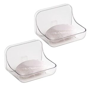 Ettori Soap Dish 2 Pack Soap Holder Plastic Adhesive Soap Holder for Shower Wall, Bathroom, Tub and Kitchen Sink, Drill- Free and Clear