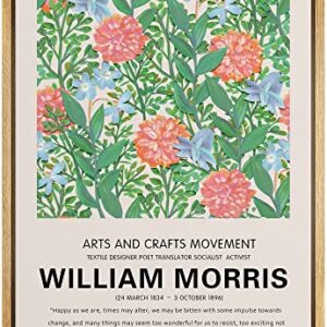 SIGNLEADER Framed Canvas Print Wall Art William Morris Rose Flower Garden Nature Wilderness Illustrations Fine Art Rustic Scenic Relax/Calm Colorful for Living Room, Bedroom, Office - 16"x24" NATURAL