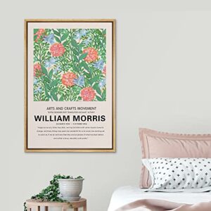 SIGNLEADER Framed Canvas Print Wall Art William Morris Rose Flower Garden Nature Wilderness Illustrations Fine Art Rustic Scenic Relax/Calm Colorful for Living Room, Bedroom, Office - 16"x24" NATURAL