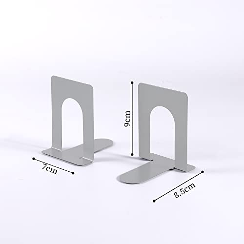 Yilicher Bookshelf Metal Bookend Heavy Duty Metal Bookshelf Tall Bookshelf for Office, Home, School, Gift Giving, Desk, Library Shelf Stand, (2 Pairs/4 Pieces,Grey)