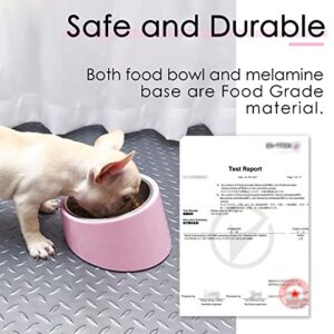 SuperDesign Mess Free 15° Slanted Bowl for Dogs and Cats, Tilted Angle Bulldog Bowl Dog Feeder, Non-Skid & Non-Spill, Easier to Reach Food S/0.5 Cup Pink