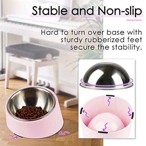 SuperDesign Mess Free 15° Slanted Bowl for Dogs and Cats, Tilted Angle Bulldog Bowl Dog Feeder, Non-Skid & Non-Spill, Easier to Reach Food S/0.5 Cup Pink