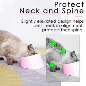 SuperDesign Mess Free 15° Slanted Bowl for Dogs and Cats, Tilted Angle Bulldog Bowl Dog Feeder, Non-Skid & Non-Spill, Easier to Reach Food S/0.5 Cup Pink