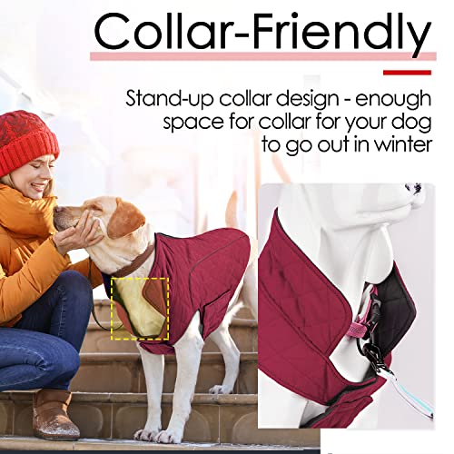 ThinkPet Dog Cold Weather Coats - Cozy Waterproof Windproof Reversible Winter Dog Jacket, Thick Padded Warm Coat Reflective Vest Clothes for Puppy Small Medium Large Dogs