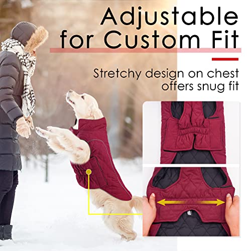 ThinkPet Dog Cold Weather Coats - Cozy Waterproof Windproof Reversible Winter Dog Jacket, Thick Padded Warm Coat Reflective Vest Clothes for Puppy Small Medium Large Dogs