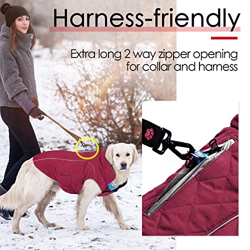 ThinkPet Dog Cold Weather Coats - Cozy Waterproof Windproof Reversible Winter Dog Jacket, Thick Padded Warm Coat Reflective Vest Clothes for Puppy Small Medium Large Dogs