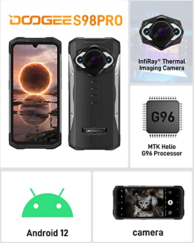 DOOGEE S98 PRO Rugged Smartphone, 8GB+ 256GB Android 12, Thermal Imaging Camera, 48MP 20MP Night Vision Camera, 6000mAh Big Battery, FHD IP68 Waterproof Cell Phone, NFC