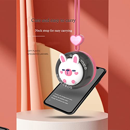 S.ROKE TTAN Portable Hanging Neck Fan for Kids, Rechargeable Personal Necklace Mini Fan, Cute Animal Lanyard Fan, 3 Speeds Adjustable Bladeless Quiet Fan for Kids (White Rabbit)