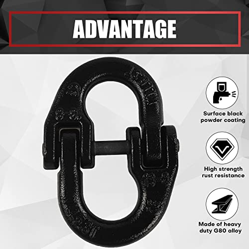 VIAGL 2 Pcs 1/2 inch Tow Hitch Safety Chain Hammerlock Connector Link Grade 80 Coupling Link