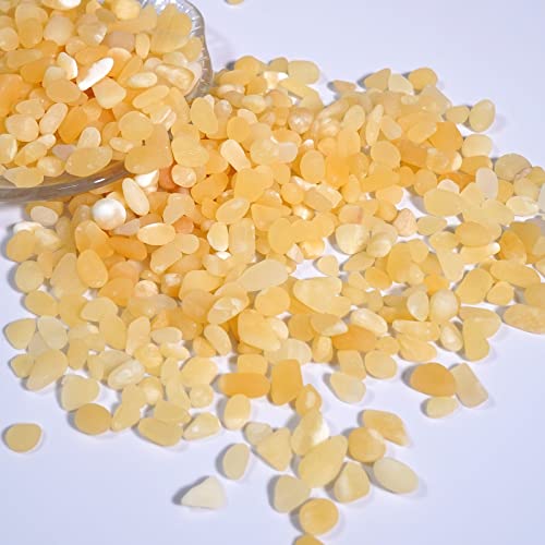 gemshan 2lb Yellow Jade Chips Natural Crushed Crystal Chip Bulk 7mm-9mm Tumble Healing Crystal Stone for Aquarium Vase Plant Decoration Jewelry DIY