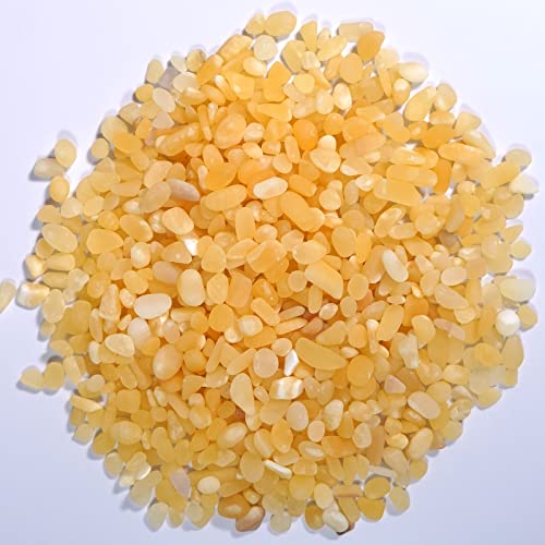 gemshan 2lb Yellow Jade Chips Natural Crushed Crystal Chip Bulk 7mm-9mm Tumble Healing Crystal Stone for Aquarium Vase Plant Decoration Jewelry DIY